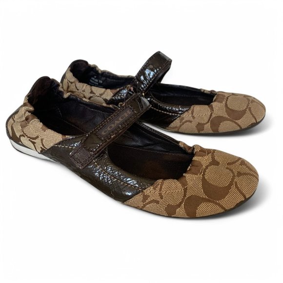 Coach | Shoes | Coach Womens Caryl Signature Canvas Patent Leather Mary ...